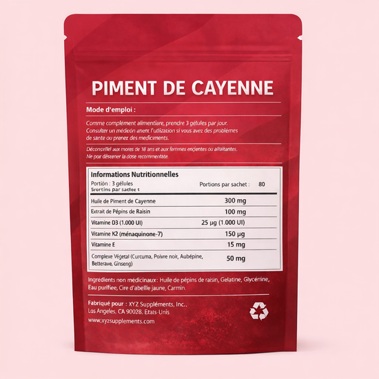 Sachet de gélules au piment de cayenne (60 gélules) – Nutrimyne